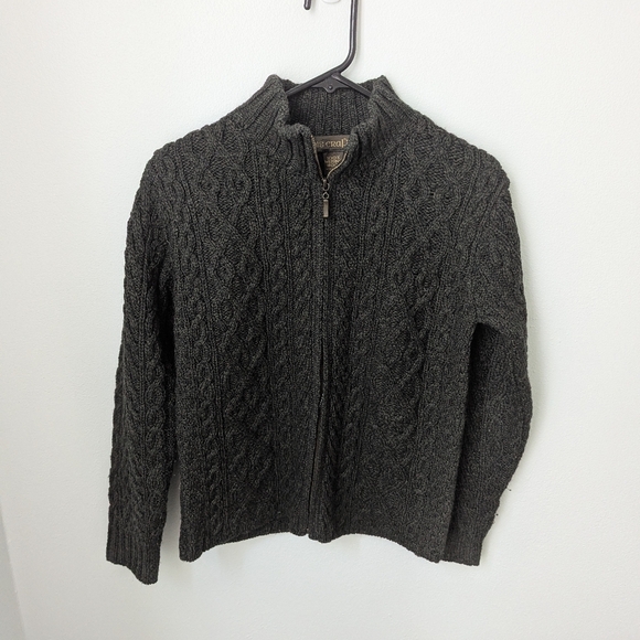 Sweaters | Inis Crafts Irish Dark Gray Cable Knit Sweater Small | Poshmark